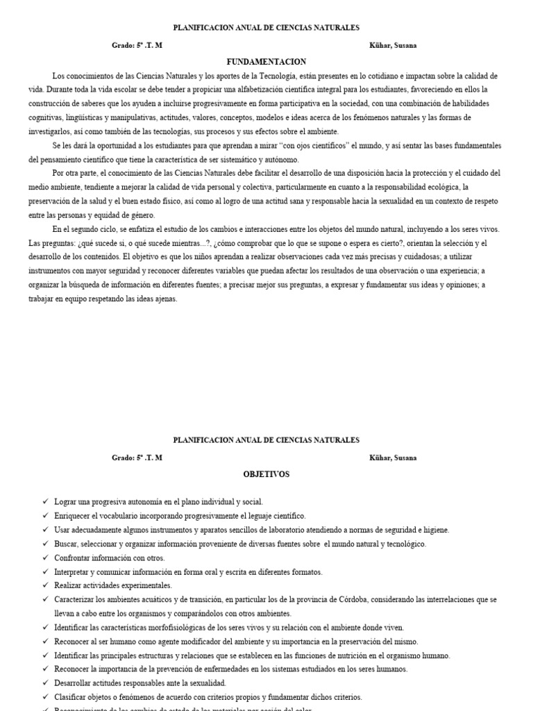 Ciencias Naturales 5º Grado | PDF | Evaluación | Observación