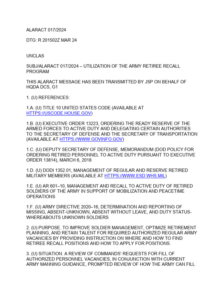 Army Retirement Message | PDF | United States Department Of Veterans ...
