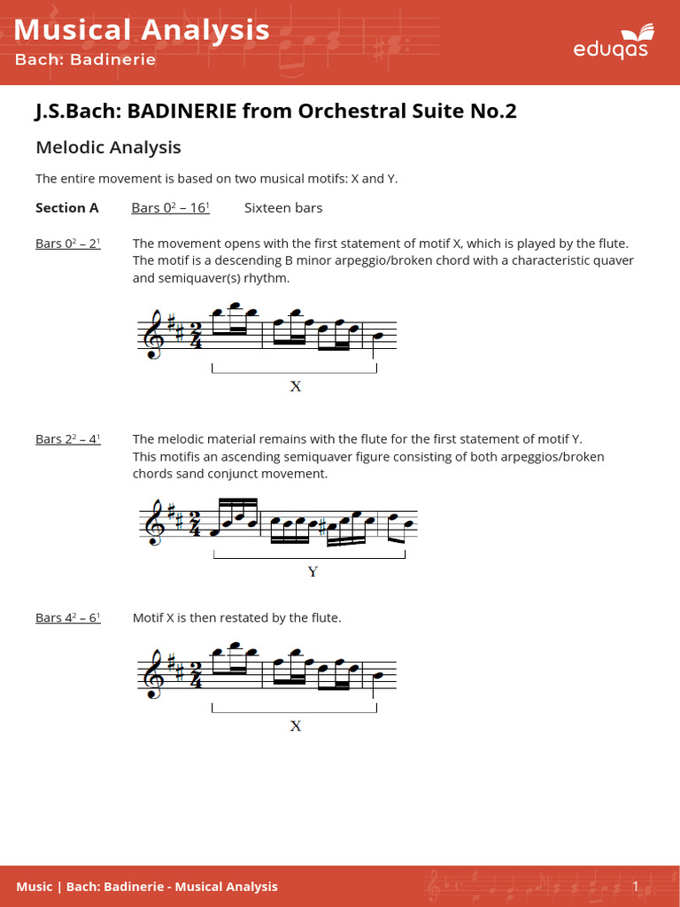 Eduqas Bach Badinerie Musical Analysis | PDF | Chord (Music) | Music Theory