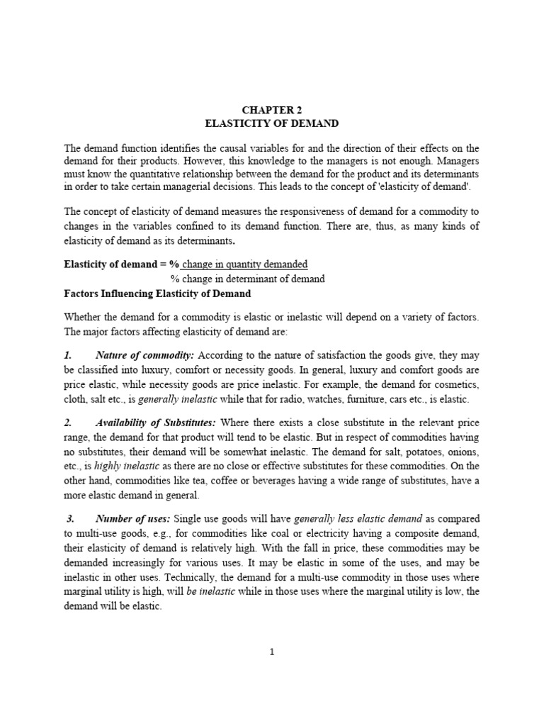 Chapter 3 Elasticity Of Demand 1 Pdf Elasticity Economics Demand