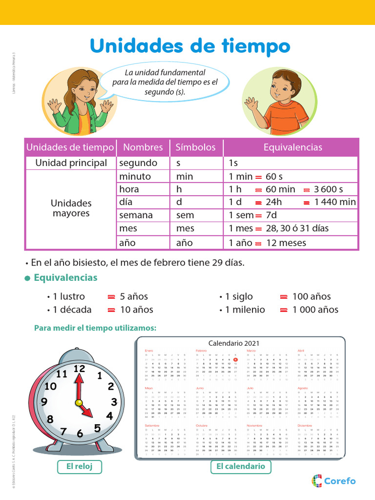 Unidades de Medida del Tiempo para Niños | PDF
