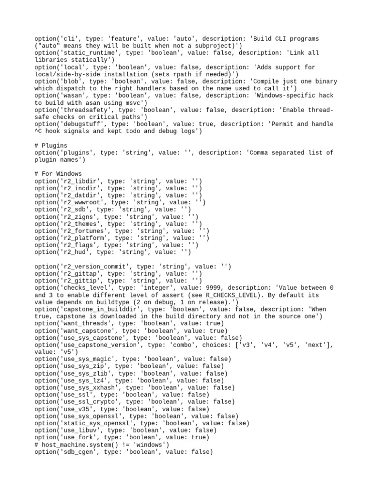 Meson Options | Download Free PDF | Boolean Data Type | Computer Science