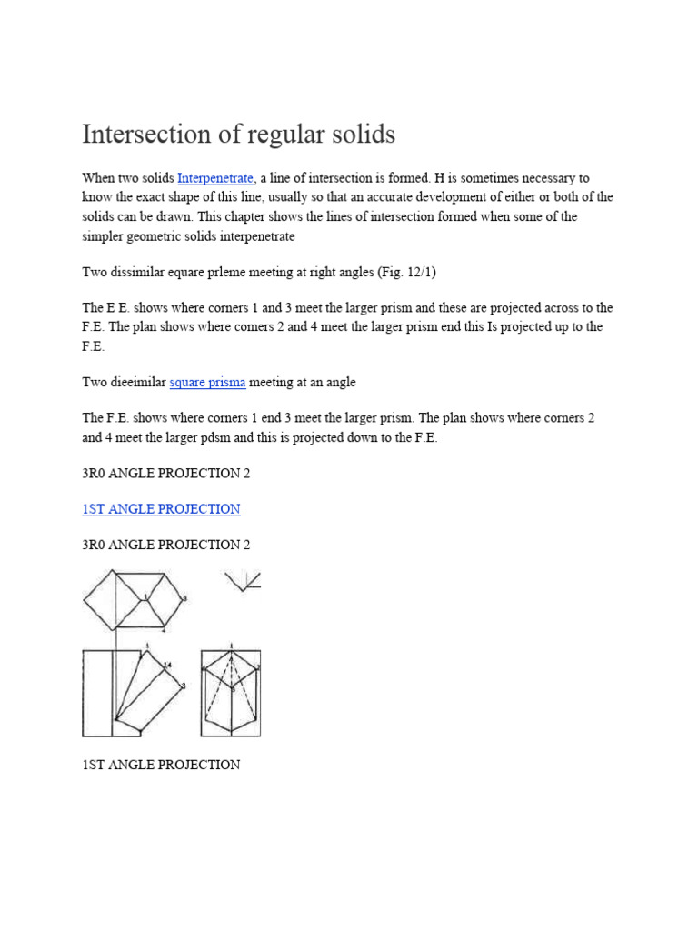 Intersection of Solids | PDF | Angle | Perpendicular