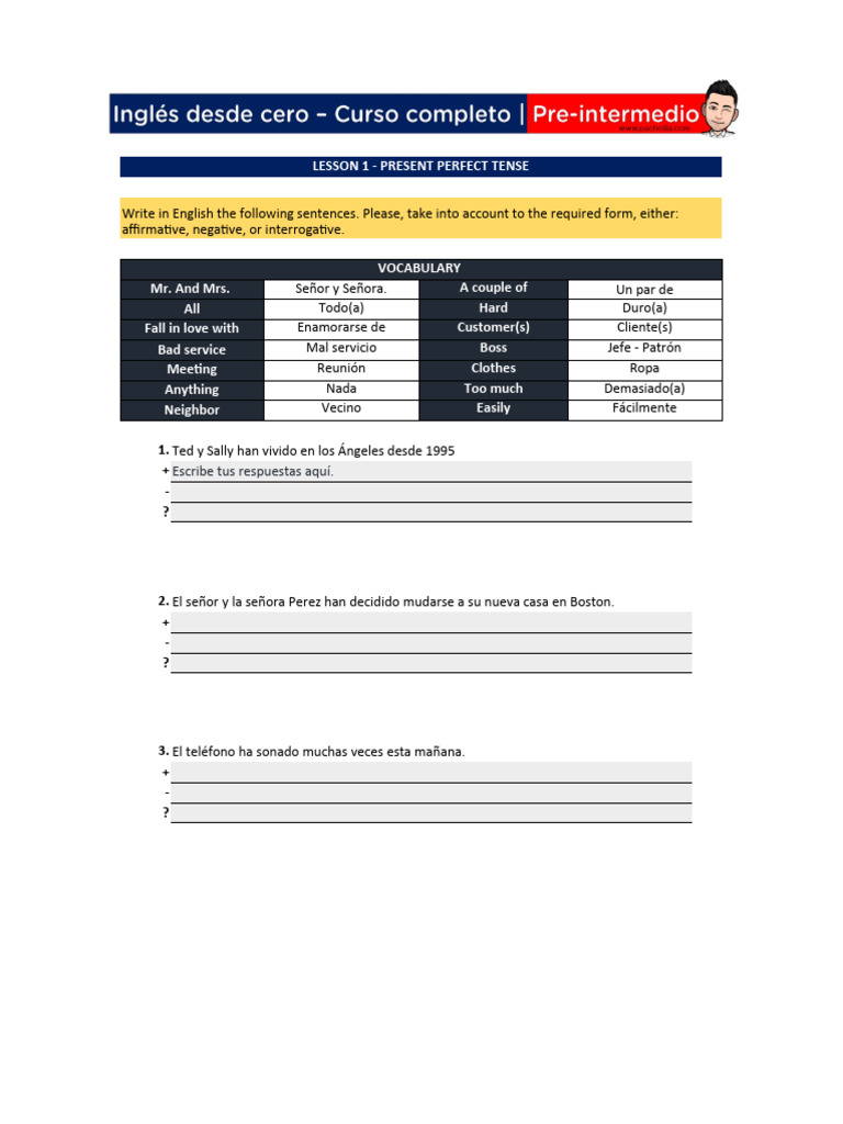 Present Perfect Tense Lesson Guide | PDF | Semantic Units | Syntax