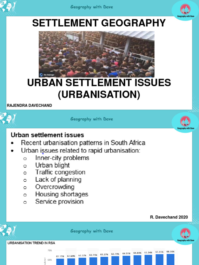 Urban Settlement Issues - Urbanisation | PDF | Urbanization | Infrastructure