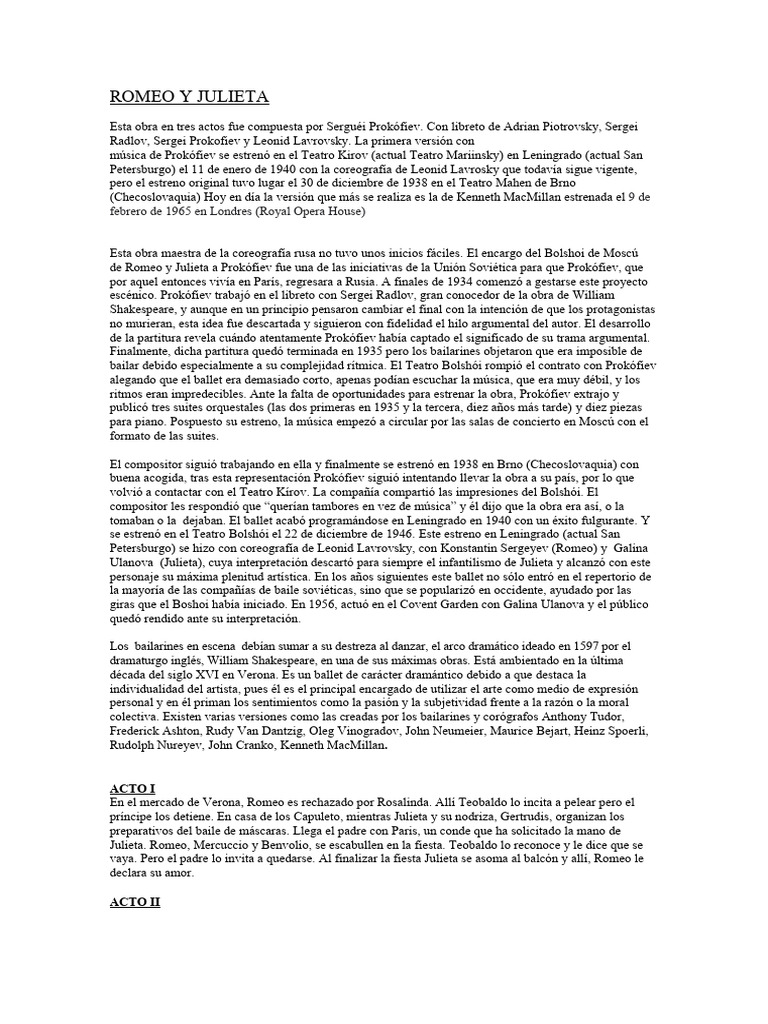 Romeo y Julieta | PDF | Romeo y Julieta | Ballet