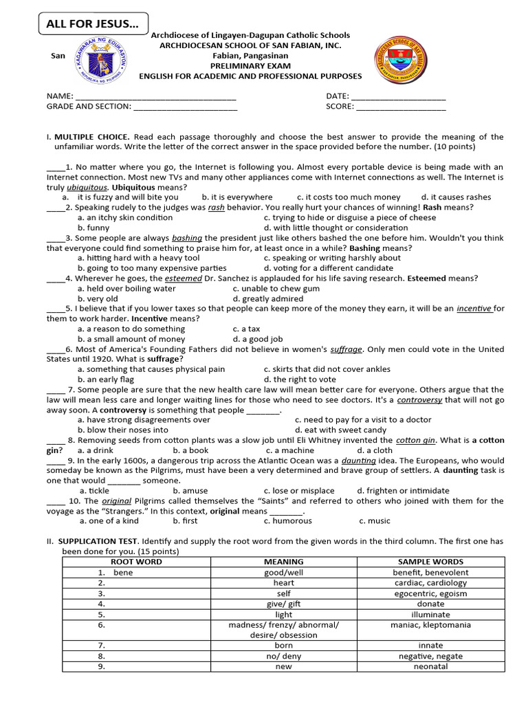 EAPP With Answers | PDF