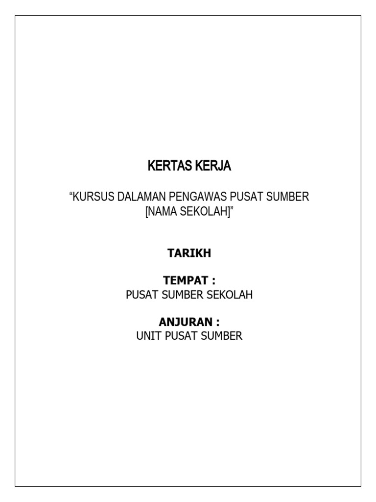 Kertas Kerja Kursus Dalaman | PDF