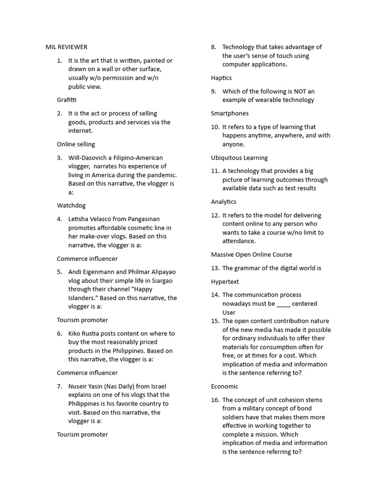 Mil Reviewer-2 | PDF | Educational Technology | Evaluation