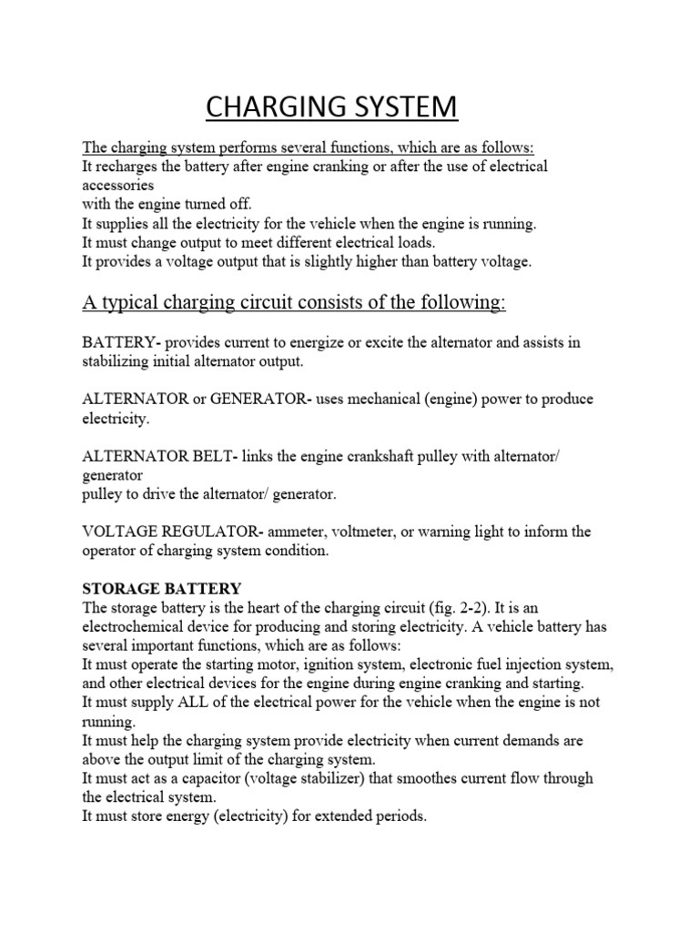Charging System Notes | PDF | Electric Generator | Direct Current