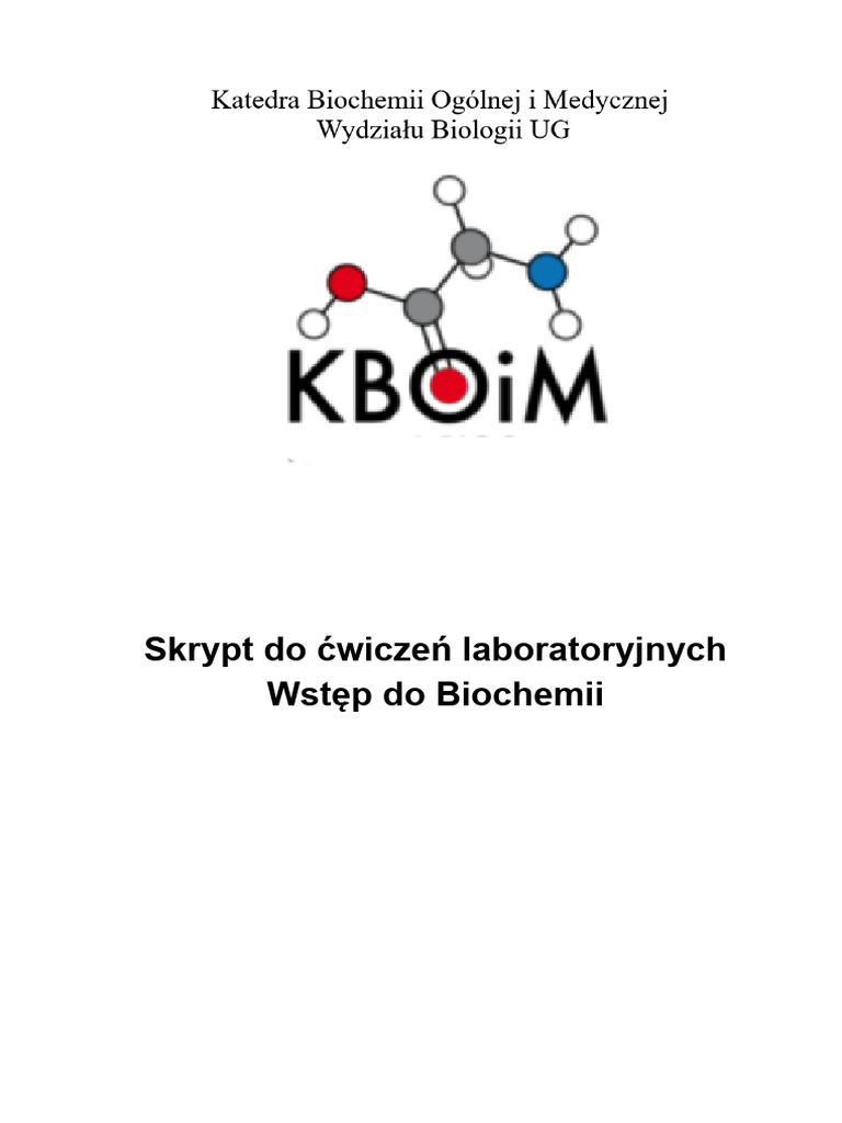 Skrypt - Wstęp Do Biochemii 2023-2024 | PDF