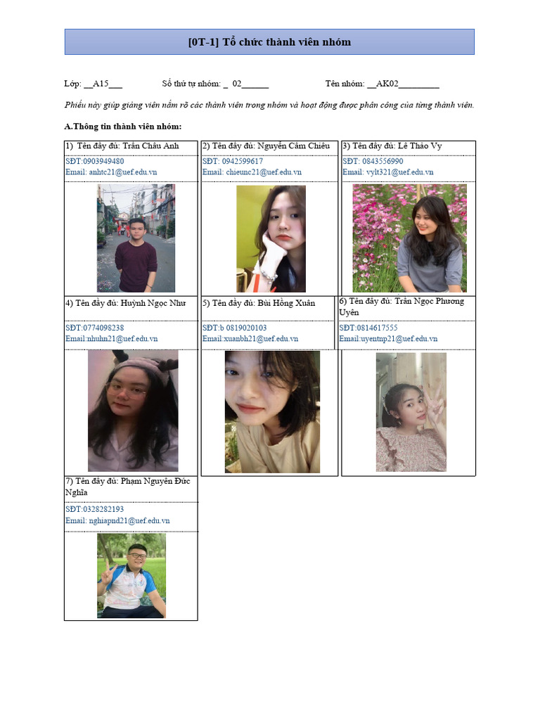 0T 1 - T CH C Thành Viên Nhóm | PDF