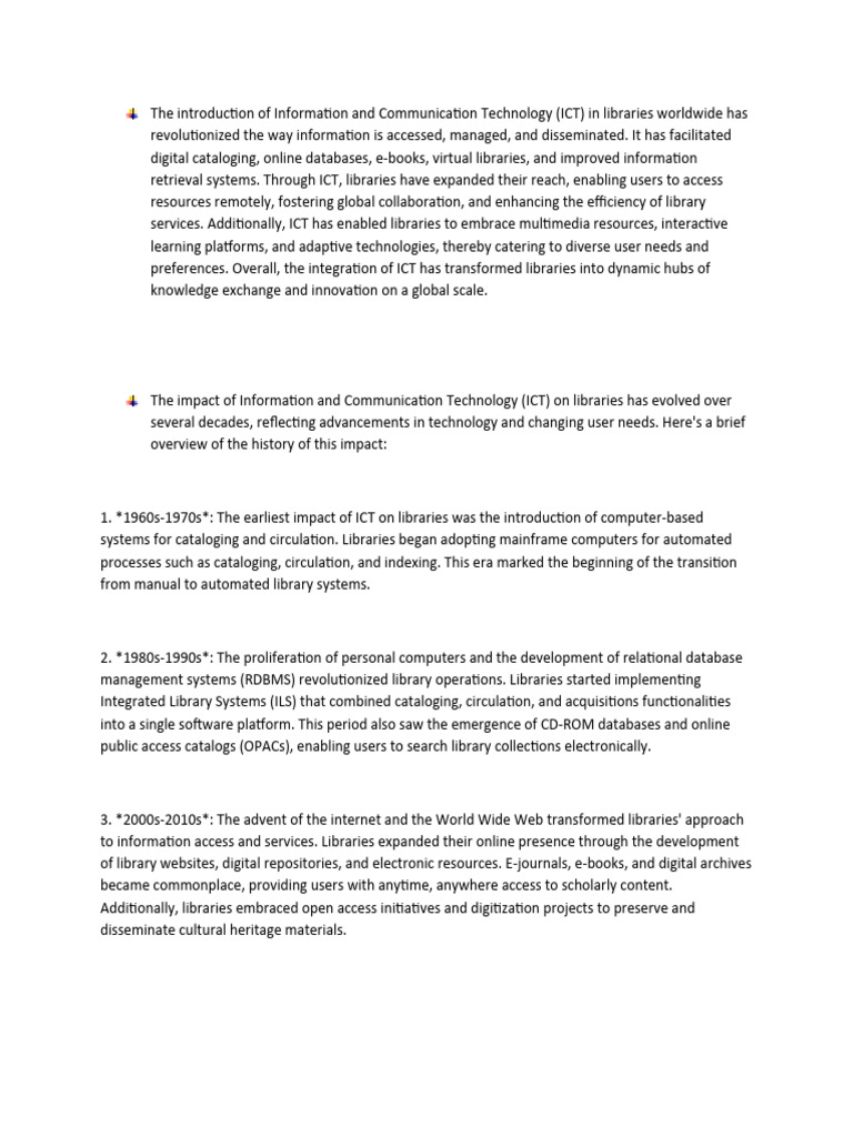 The Introduction of Information and Communication Technology | PDF | Libraries | Digital Library