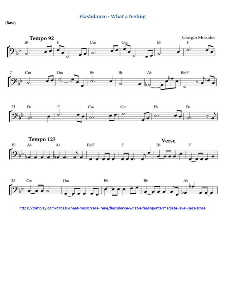 Flashdance-What A Feeling-Bass Line | PDF | Art