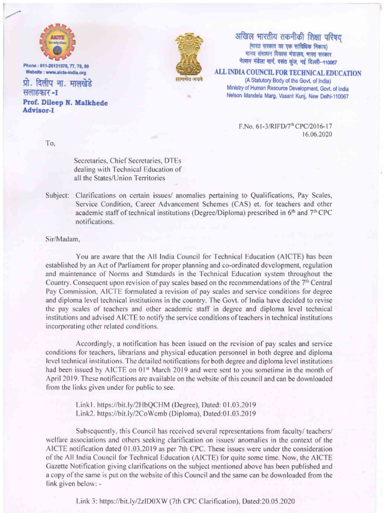 Aicte Notification | PDF | Educational Stages | Career And Technical Education