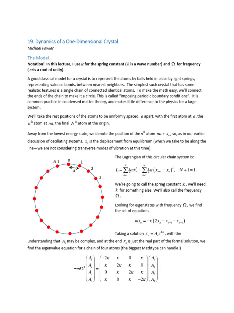CM 19 One D Crystal | PDF | Eigenvalues And Eigenvectors | Matrix ...