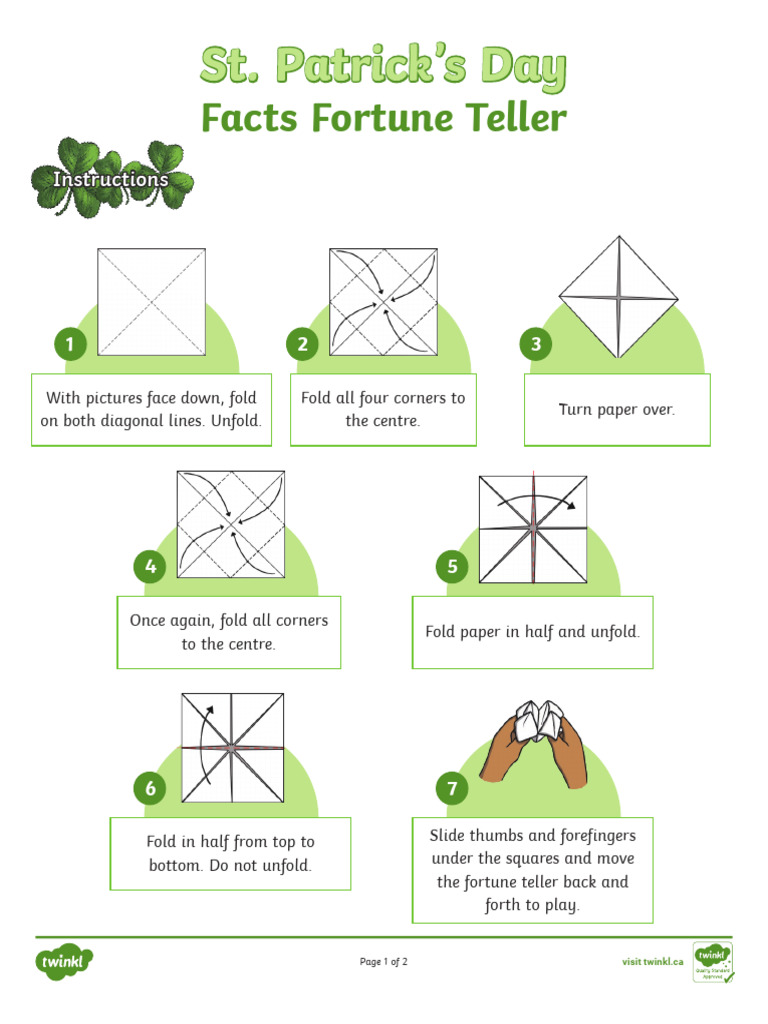 St. Patrick's Day Facts Fortune Teller Craft | Download Free PDF ...