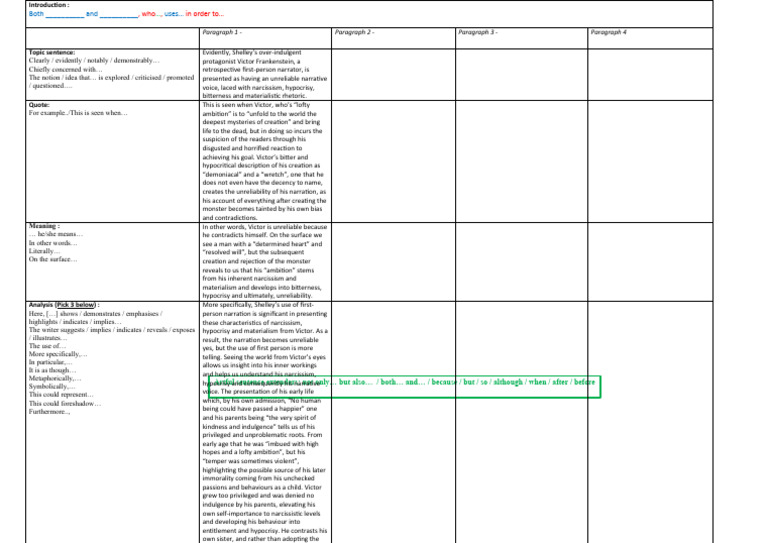 Comparison Essay Assessment Planning Grid | Download Free PDF | Narcissism