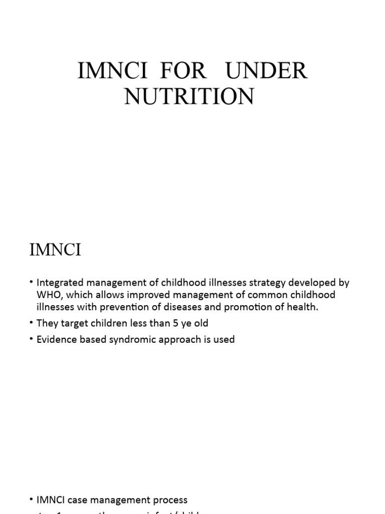 IMNCI Strategy for Childhood Nutrition | PDF | Self-Improvement