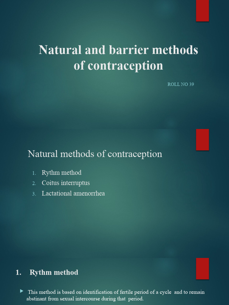 Natural and Barrier Methods | PDF | Birth Control | Condom