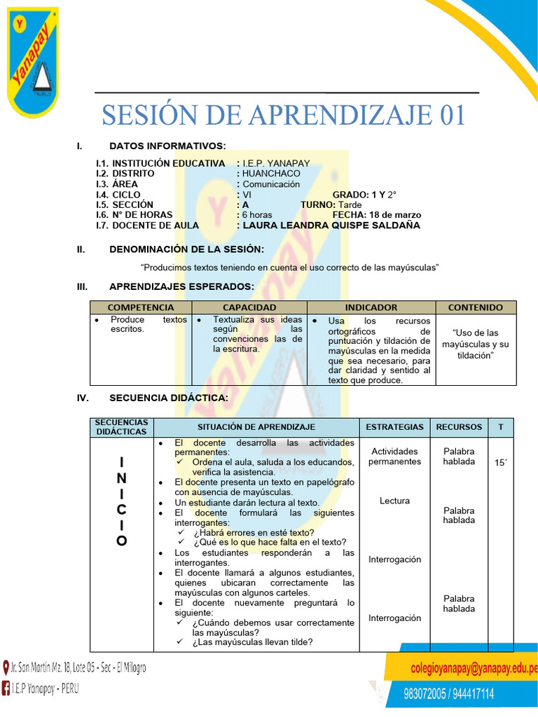 Sesion de Aprendizaje | PDF | Los símbolos | Notación