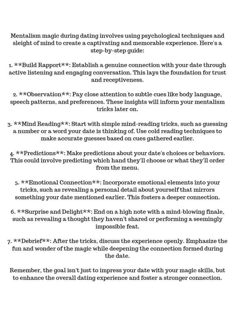 Mentalism Magic Tips for Dating Success | PDF | Career & Growth | Self ...