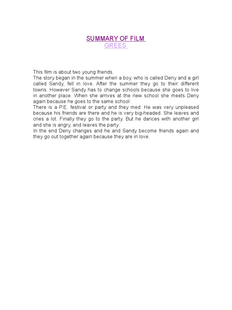 Summer Love: A Film Summary | PDF