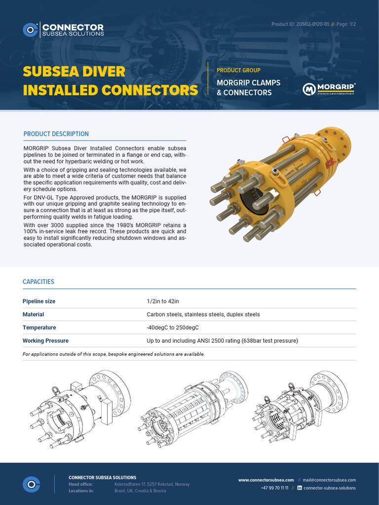 0120 CSS Subsea Diver Installed Connectors | PDF | Pipe (Fluid ...