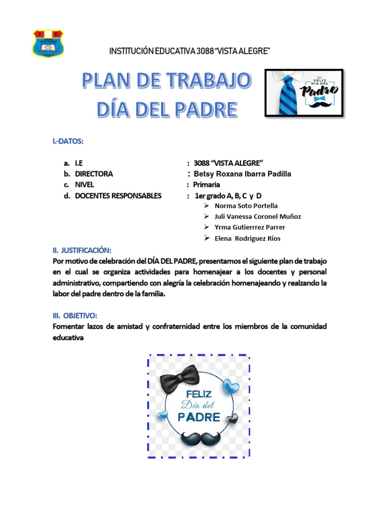 PLAN DE TRABAJO- DÍA DEL PADRE | PDF