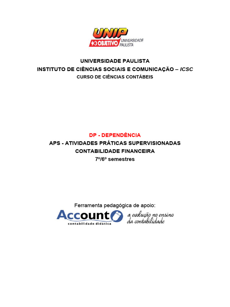 7o. e 6o. Semestre - 2023 - Manual - APS - DP - Contabilidade Financeira - Account | PDF ...