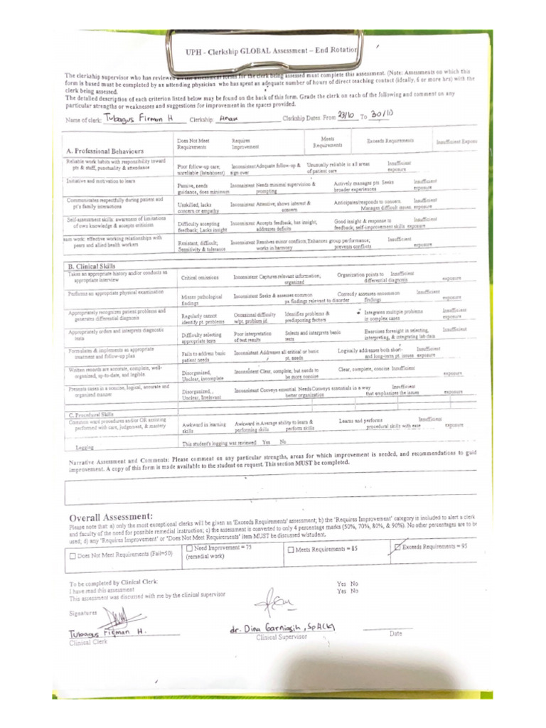 Form Nilai Perseptorial (Dr. Dina, SpA) | PDF