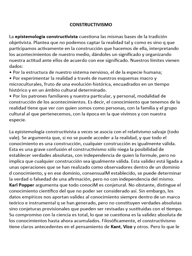 CONSTRUCTIVISMO | PDF | Conocimiento | Experiencia