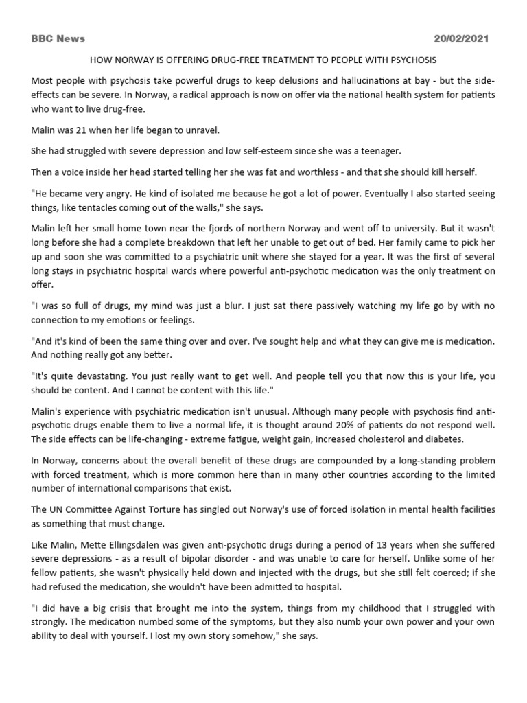 BBC7 | PDF | Psychosis | Mental Health