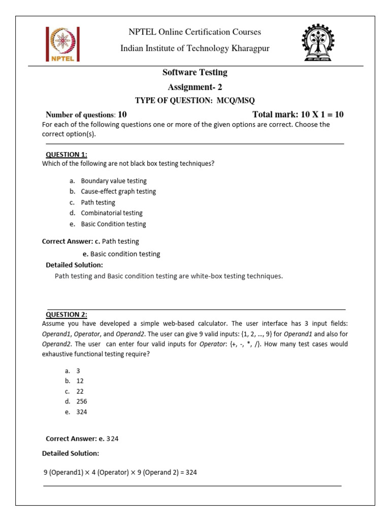 Software Testing - 2024 - Assignment 2 22.01.2024 | Download Free PDF ...