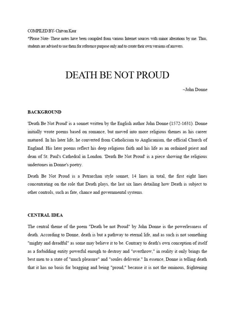 Death Be Not Proud Pdf