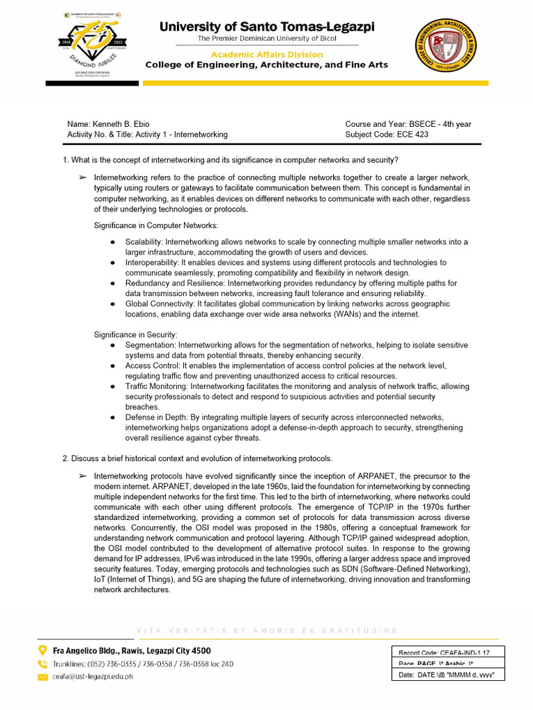 Fundamentals of Internetworking Concepts | PDF | Computer Network | Osi Model