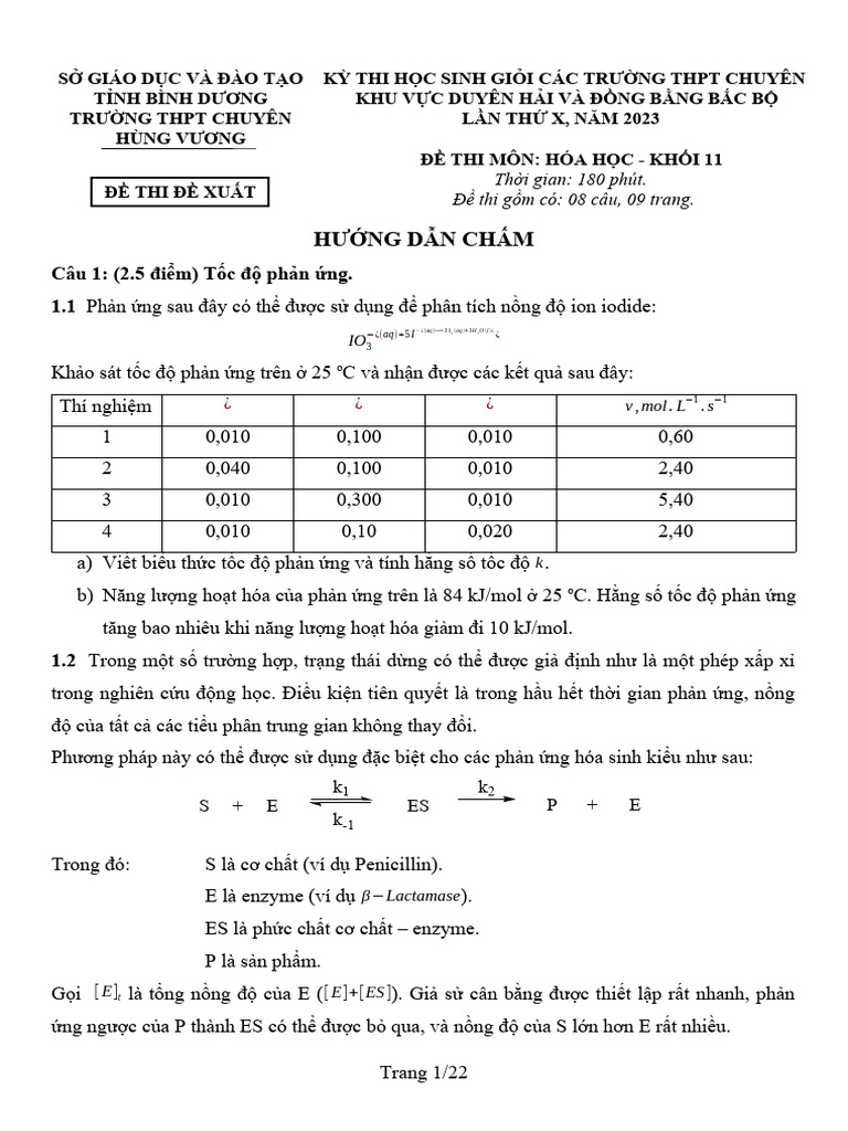 HDC DHBB 2023 CHV Bình Dương Hóa 11 | PDF