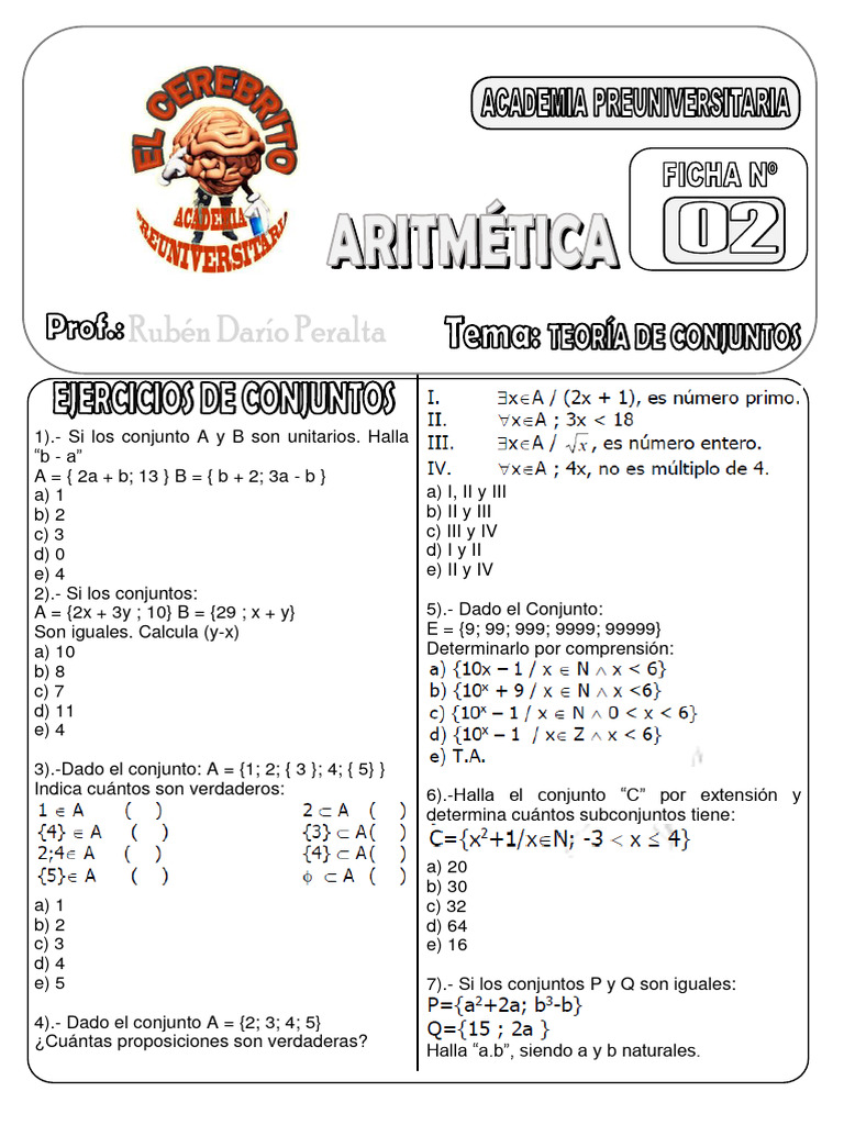 Ejercicios de Conjuntos para Primaria | PDF