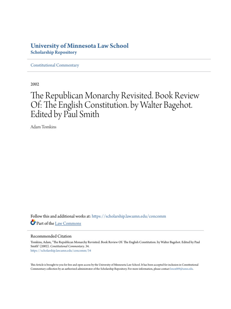 The Republican Monarchy Revisited. Book Review of - The English Co ...