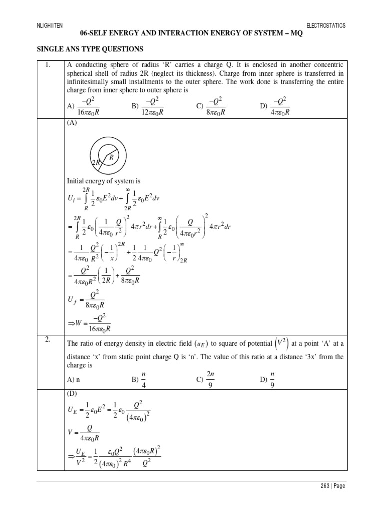 06-Self Energy and Interaction Energy of System - MQ | PDF | Potential ...