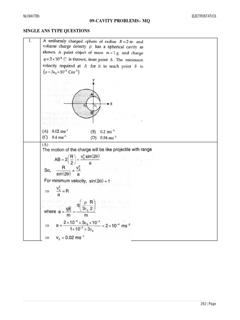 Cavity Problems in Electrostatics | PDF | Electrostatics | Physics