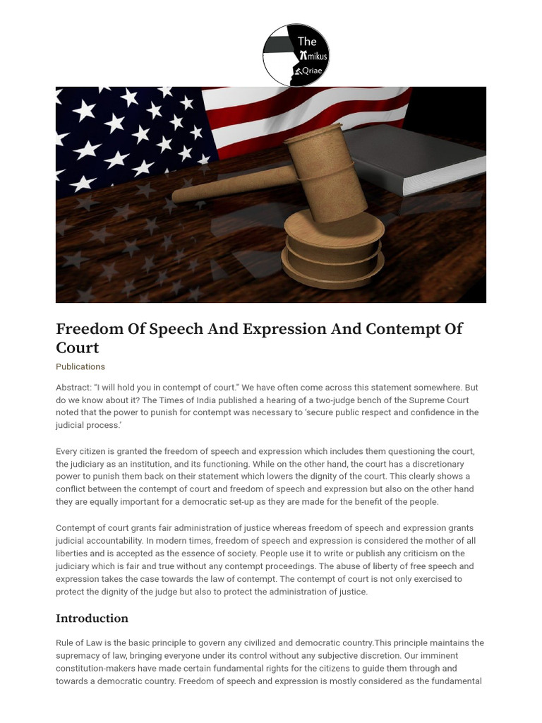Legal Balance: Speech vs. Contempt | PDF | Contempt Of Court | Freedom ...