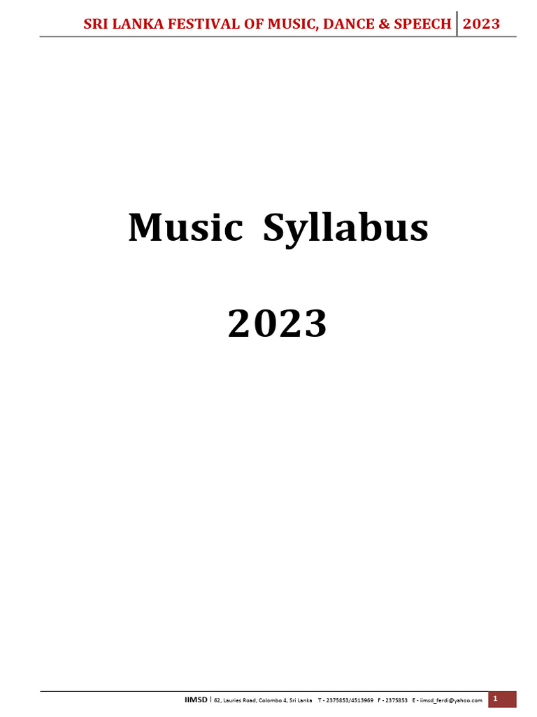 4 - Festival Music Syllabus 2023 | PDF | Musical Instruments ...