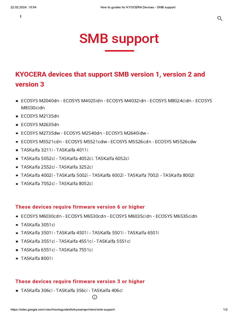 KYOCERA Devices - SMB Support | PDF | Computing | Computer Science