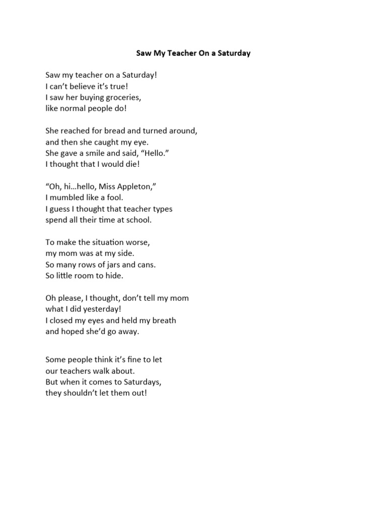 Encountering My Teacher on Saturday | PDF