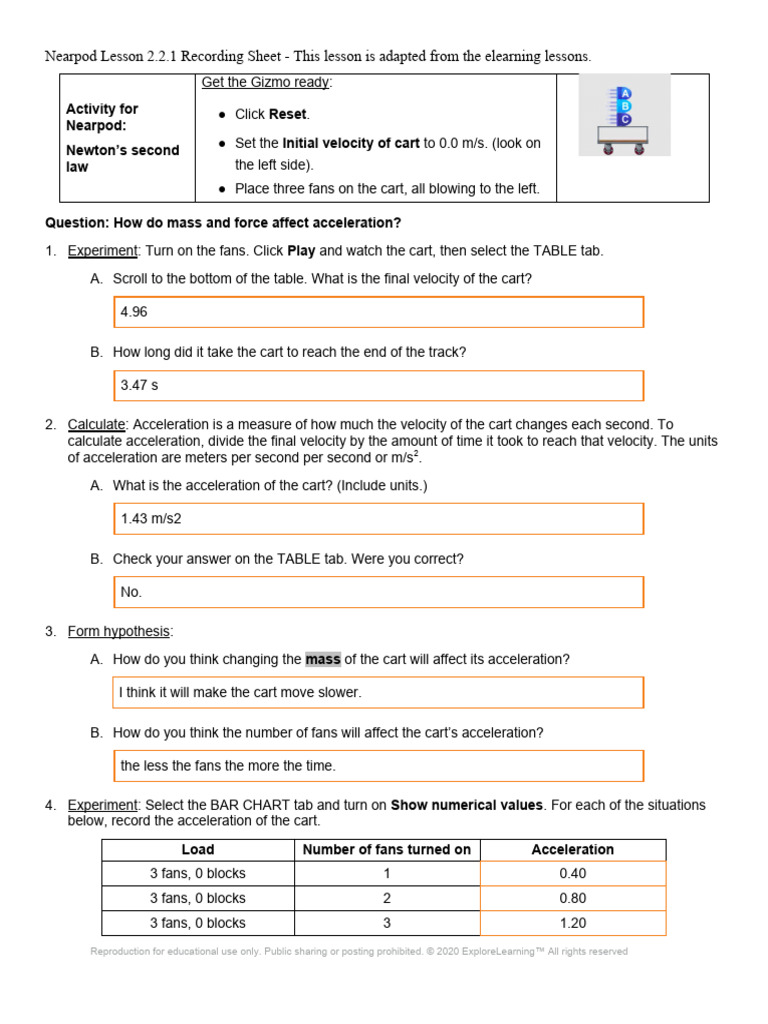 Nearpod 2.2.1 Lesson | PDF | Force | Mass