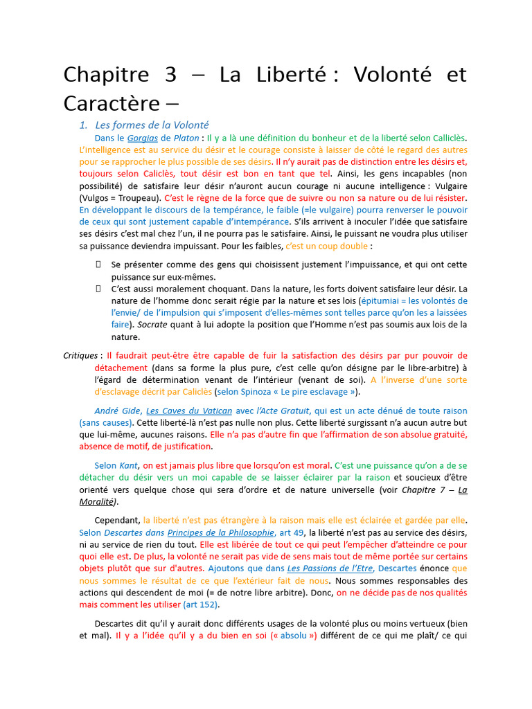Liberté et Caractère : Philosophie et Morale | PDF | Essence (concept ...