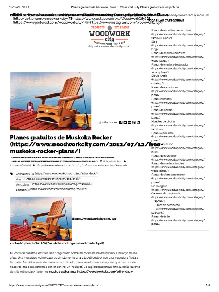 Free Muskoka Rocker Plans | PDF | Free Software | Digital Rights