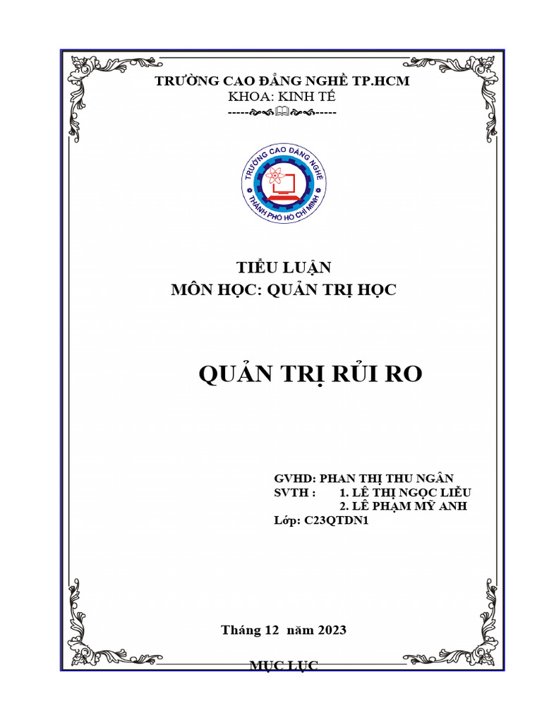 TIỂU LUẬN QTRR C23QTDN1 | PDF