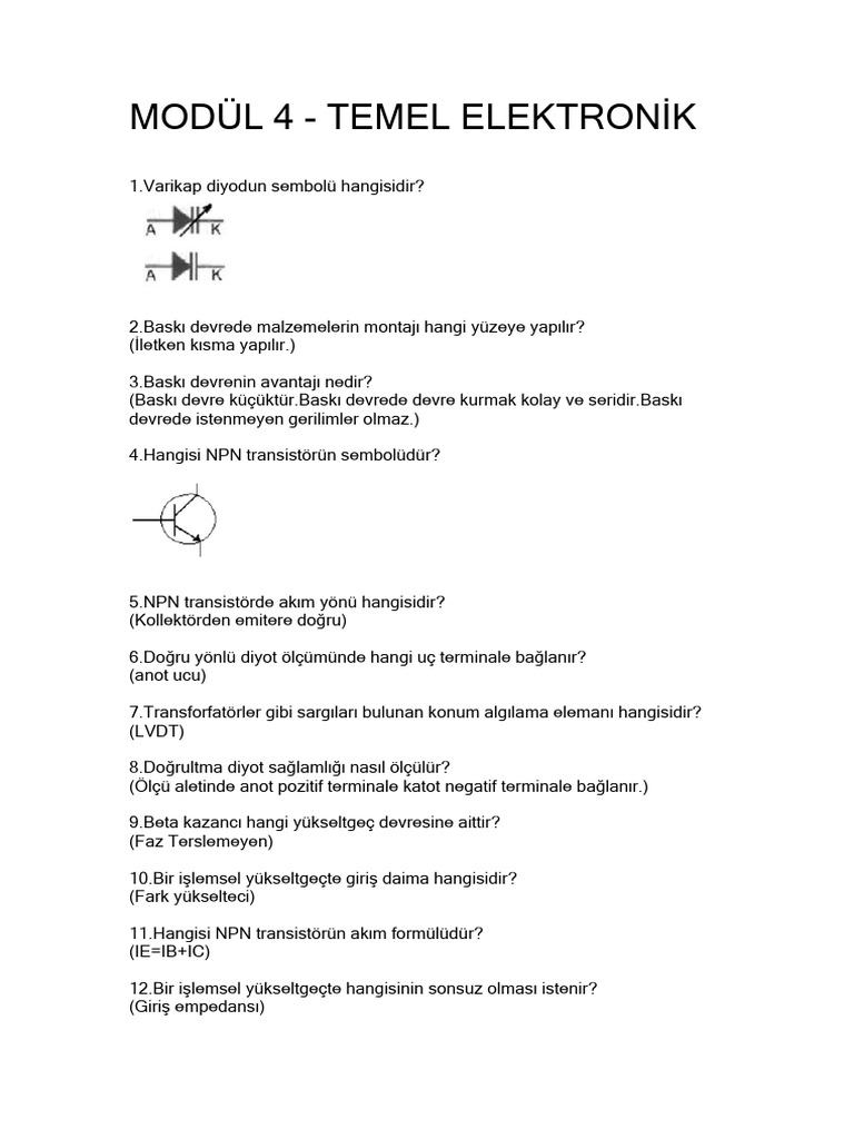 Modül 4 - Temel Elektronik | PDF